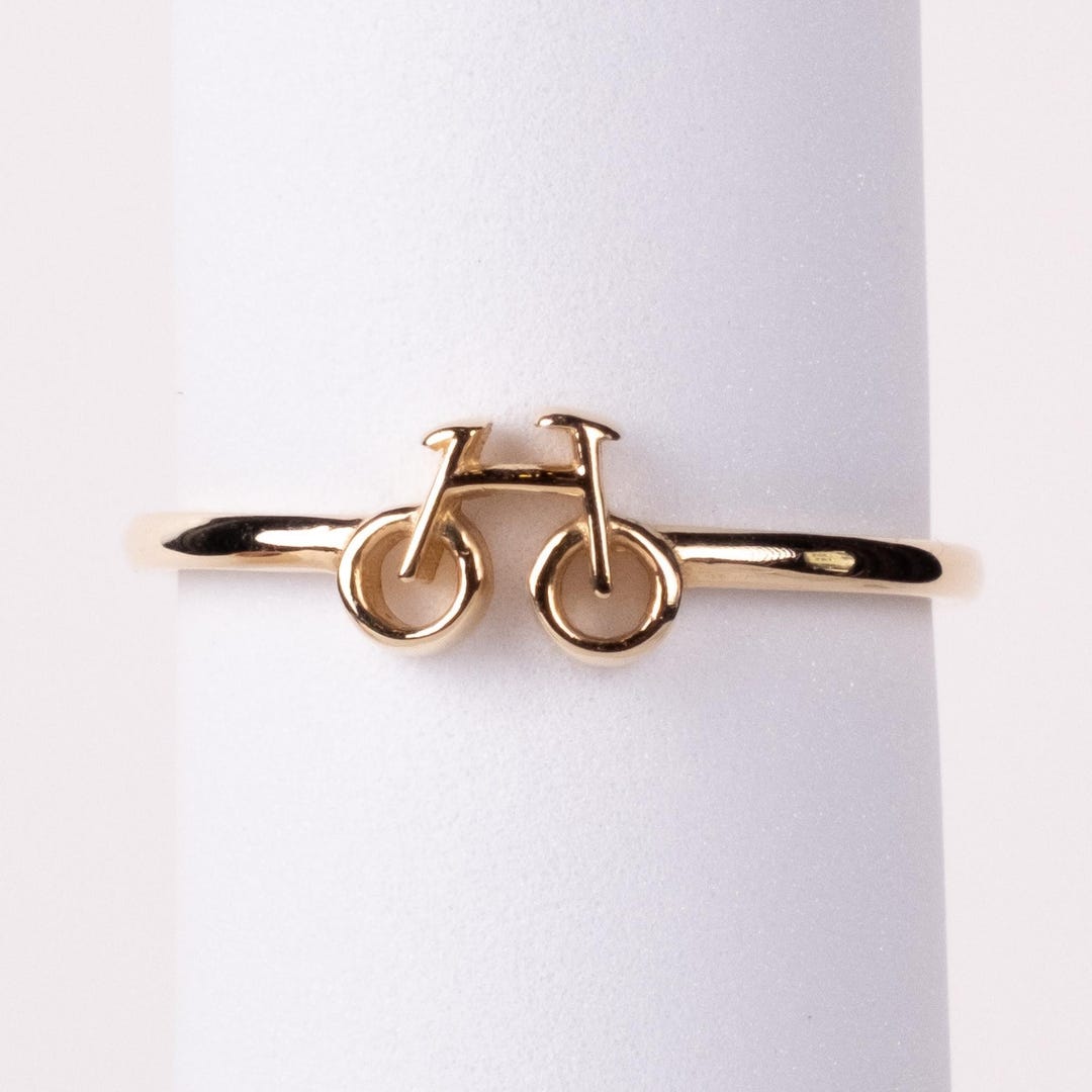 Bicycle Ring – 14K Gold Minimalist Bike Ring, Dainty Cycling Jewelry ...
