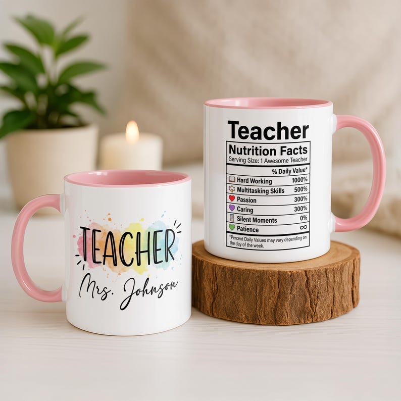 Personalized Teacher Nutrition Facts Mug, Funny Appreciation Gift - Etsy