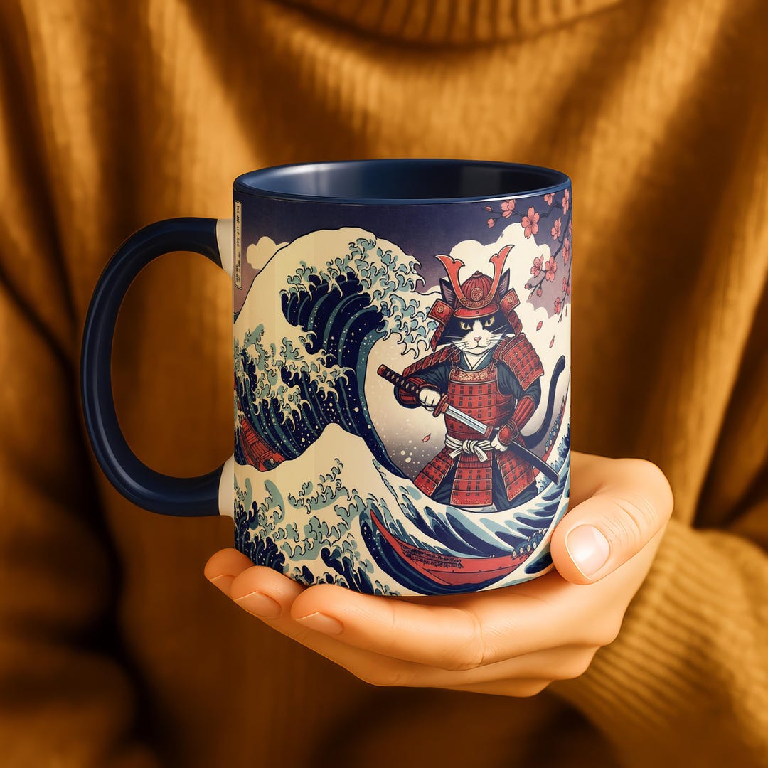 Samurai Cat Coffee Mug, Japanese Ukiyo-e Art, Anime Gift - Etsy