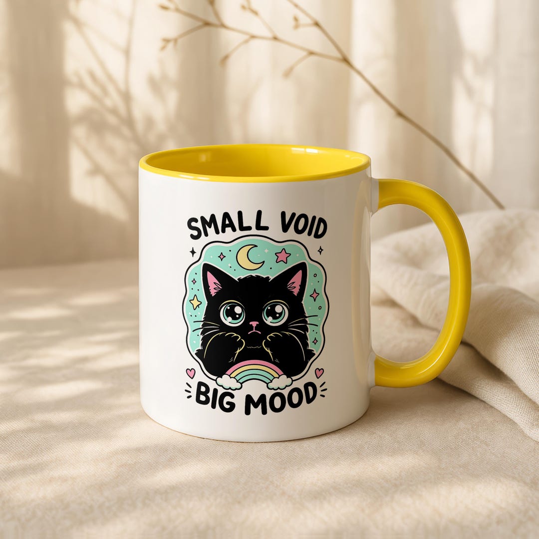 Black Cat Mug: Small Void Big Mood Kawaii Coffee Cup - Etsy