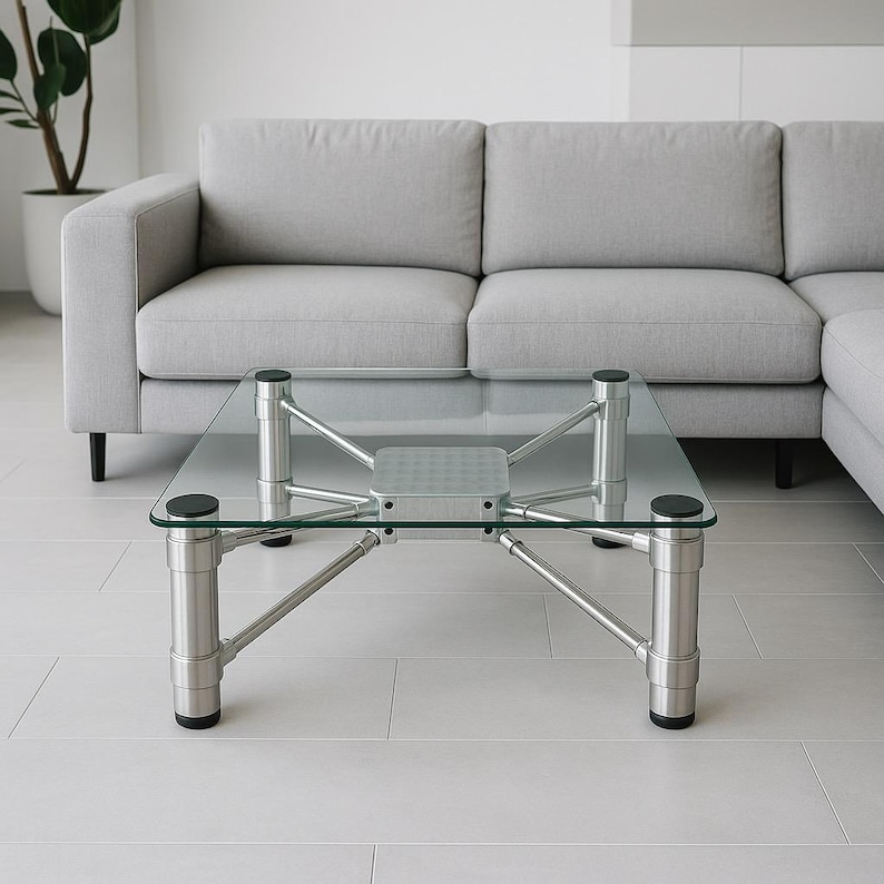 Modern Coffee Table – Glass & Stainless Steel - Etsy