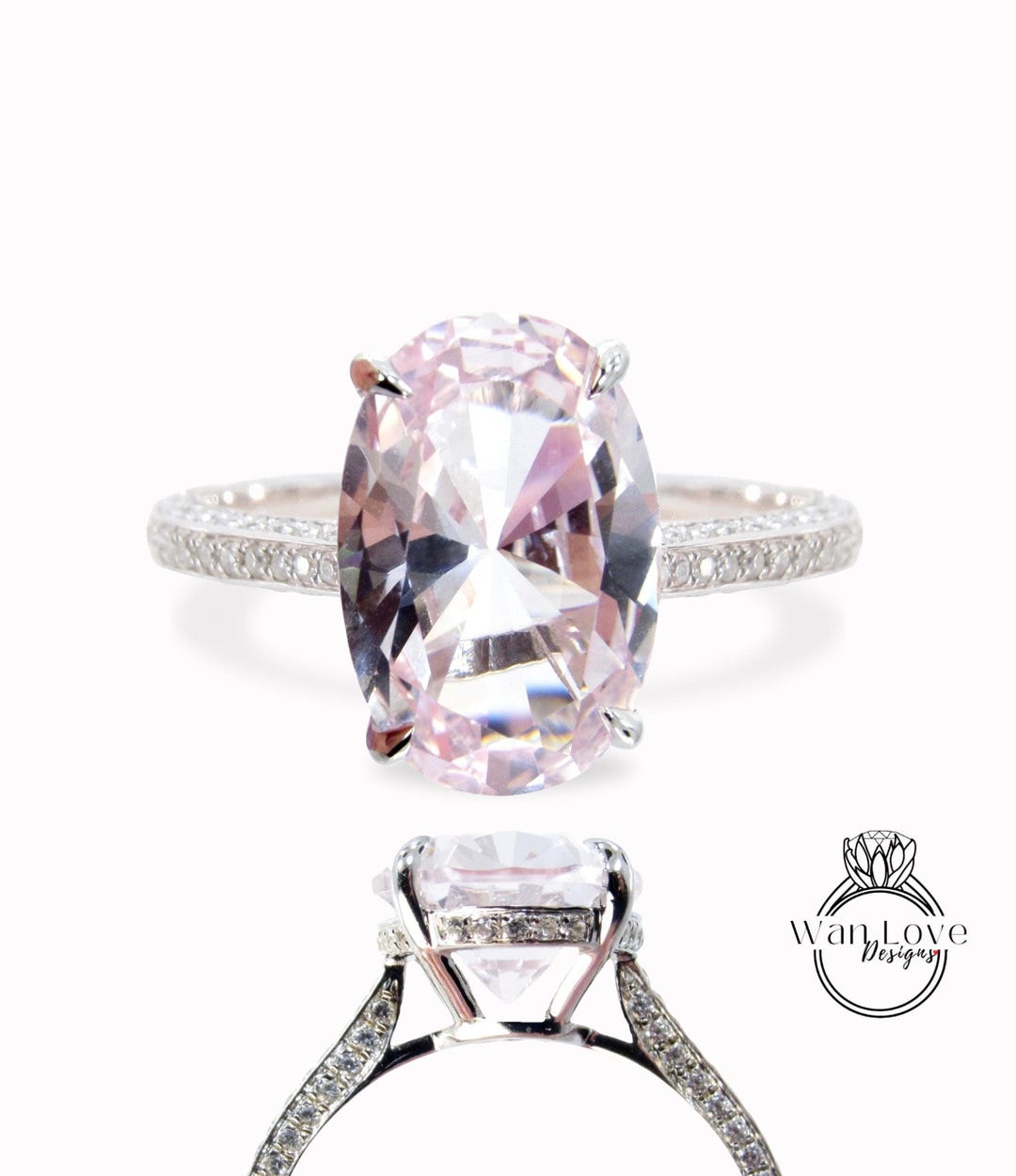 9ct Celebrity Style Engagement Ring Oval Light Pink Sapphire Diamond ...