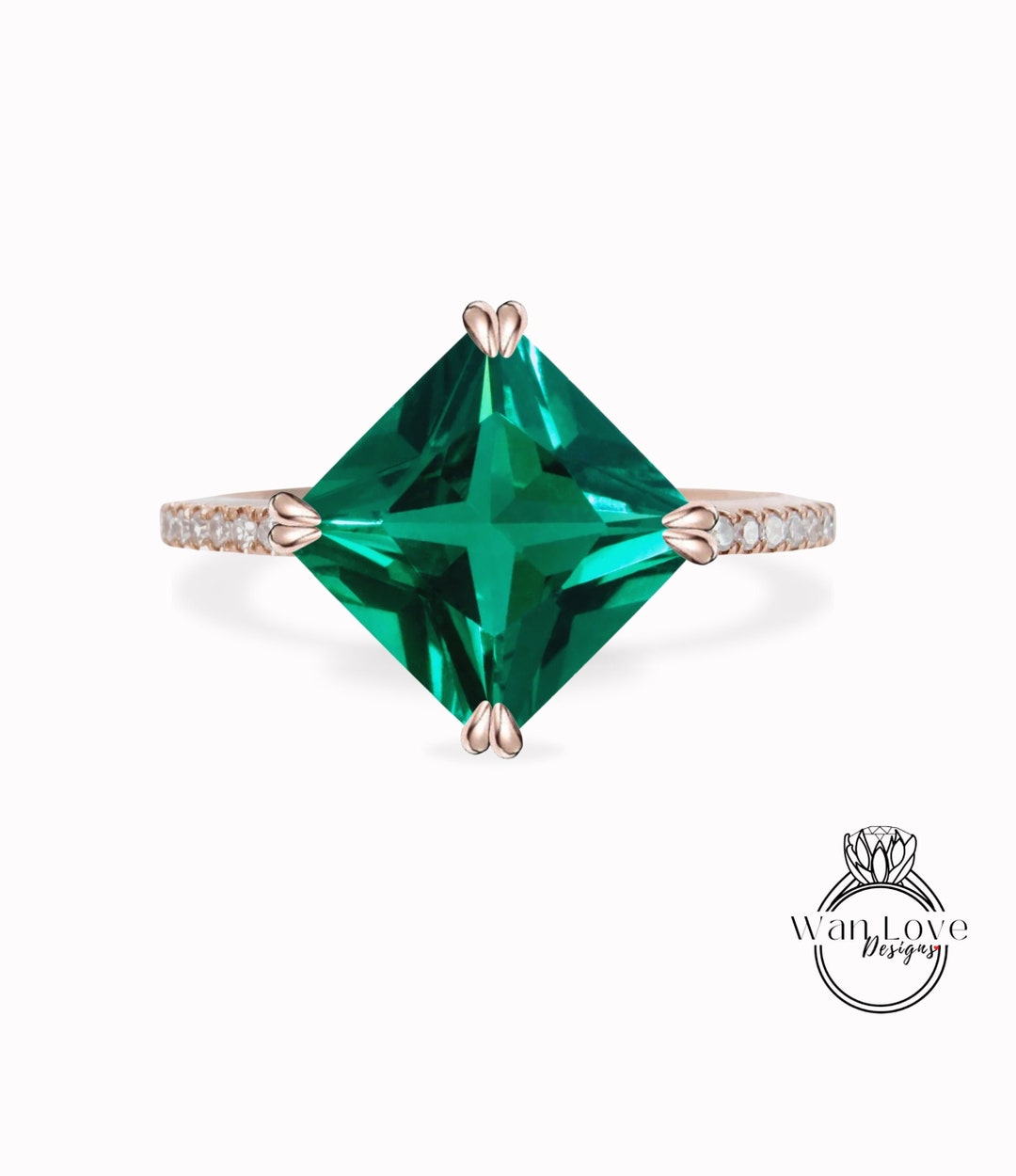 Kite Set Princess Ring Emerald Princess Diamond Ring Geometric ...