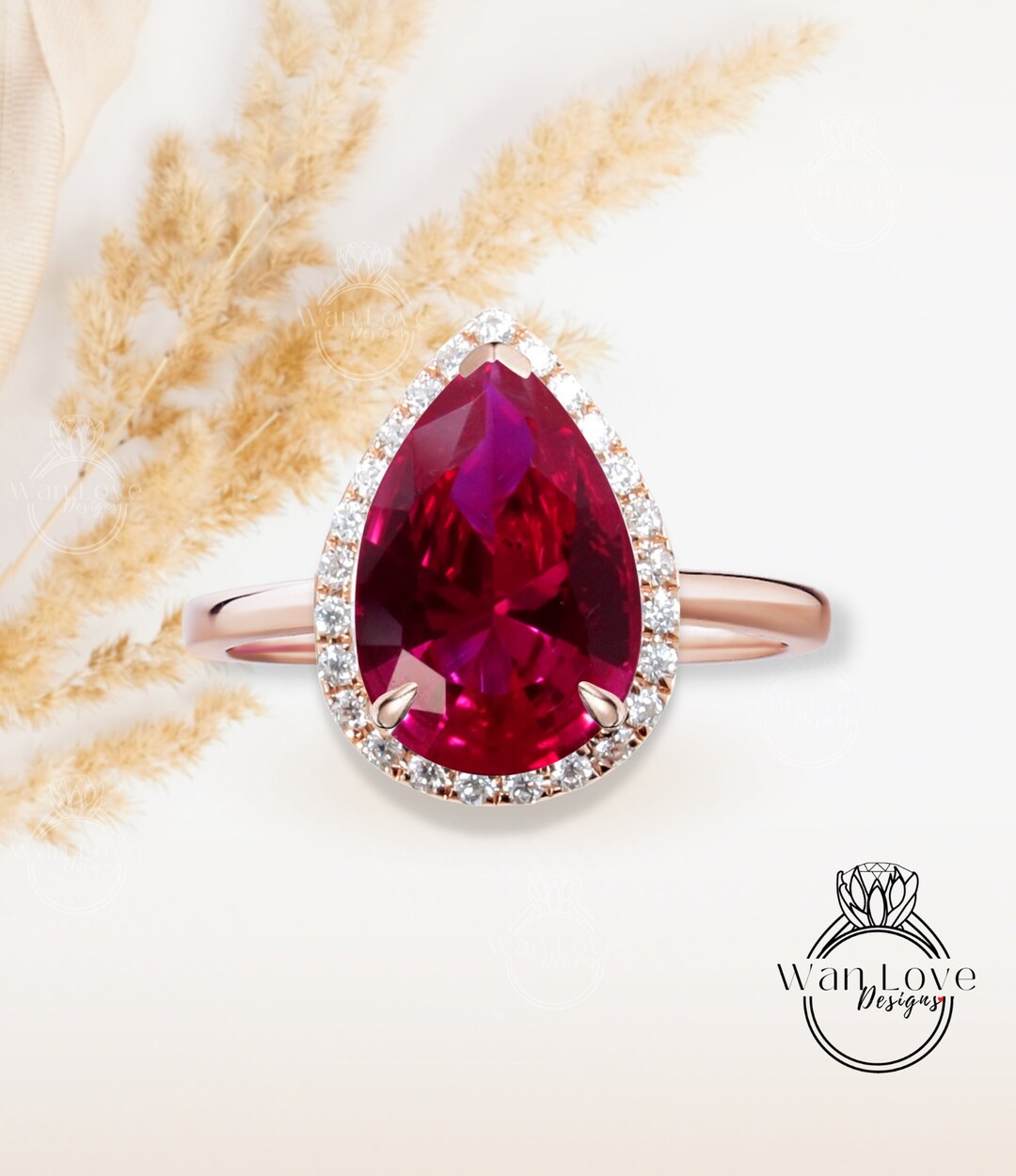 Pear Shaped Ruby Engagement Ring Vintage Unique Tapered Band - Etsy