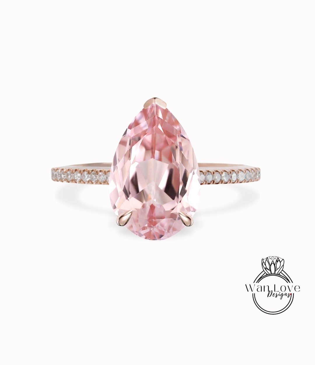 Peach Sapphire Engagement Ring Vintage Rose Gold Engagement Ring for ...