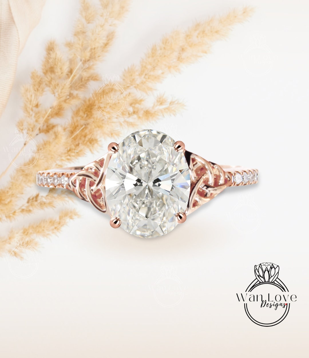 Oval Cut Lab Diamond Engagement Ring Vintage Celtic Knot IGI - Etsy