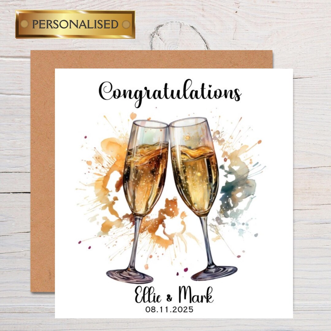 Elegant Personalised Champagne Toast Card for Celebrations ...