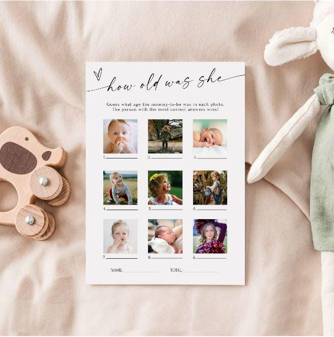 Guess Mommy’s Age Baby Shower Game, Editable Printable Quiz, Fun Party ...