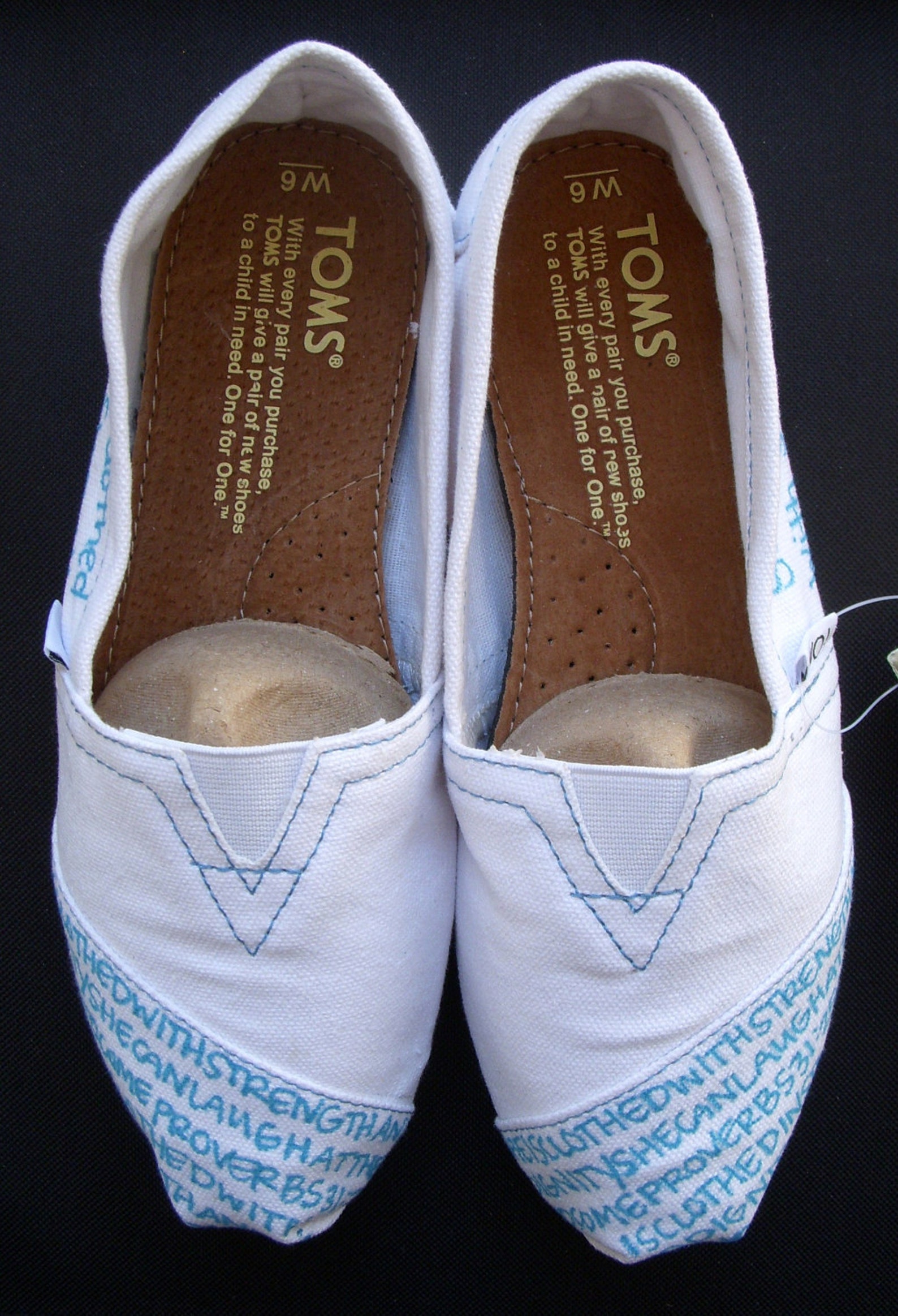 The Lydia Light Blue and White Custom TOMS - Etsy