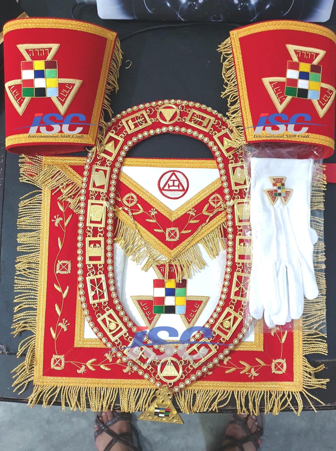 Masonic Royal Arch Past High Priest Apron Cuffs Collar Jewel Gloves ...