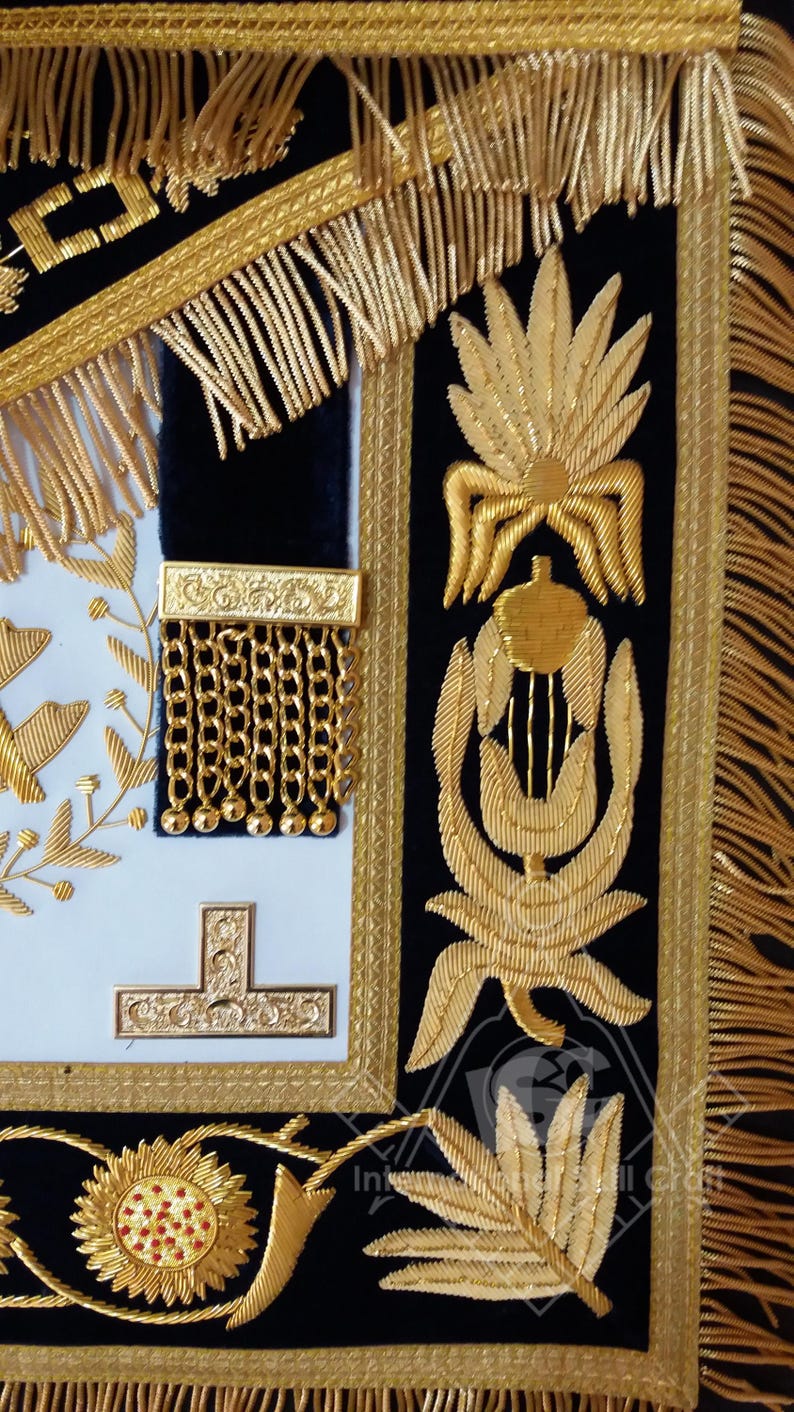 Fully Hand Embroidery Masonic Grand Lodge Past Master Apron Gold ...