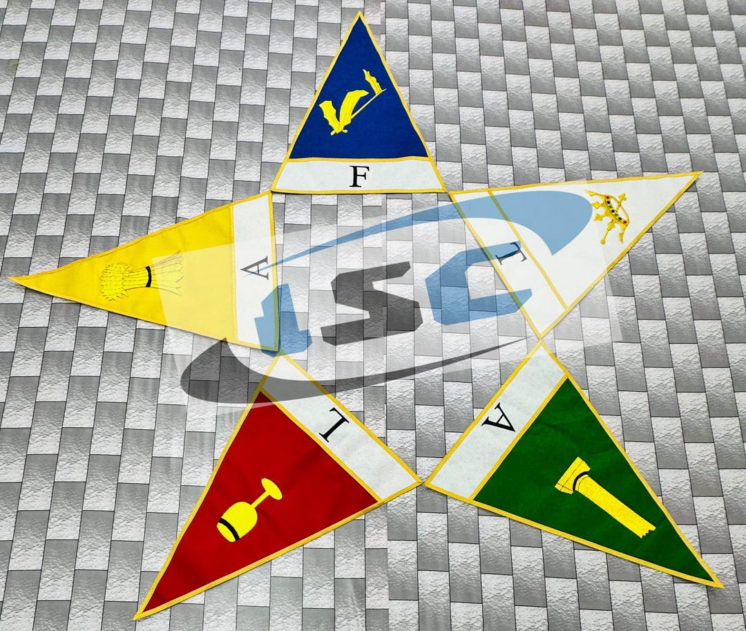 5 Triangle Hand Embroidered Flags Banners to Make Order of Eastern Star ...