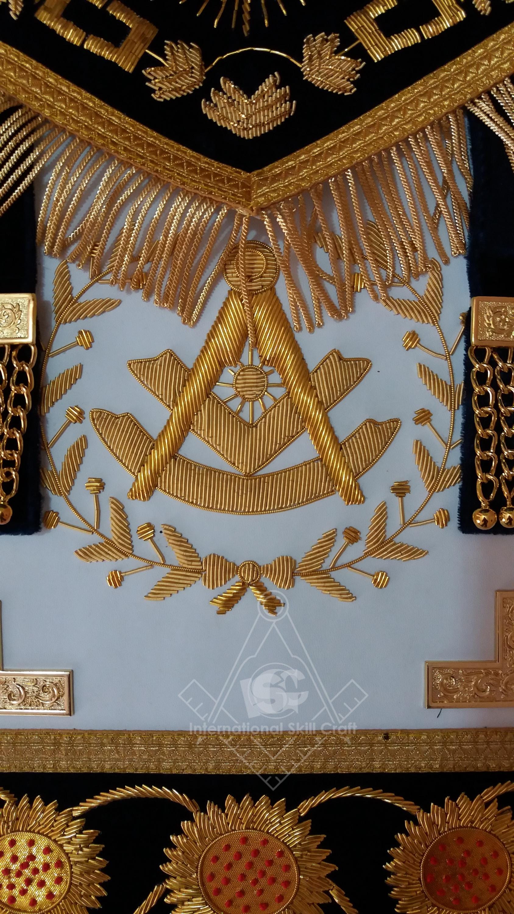 Fully Hand Embroidery Masonic Grand Lodge Past Master Apron Gold ...