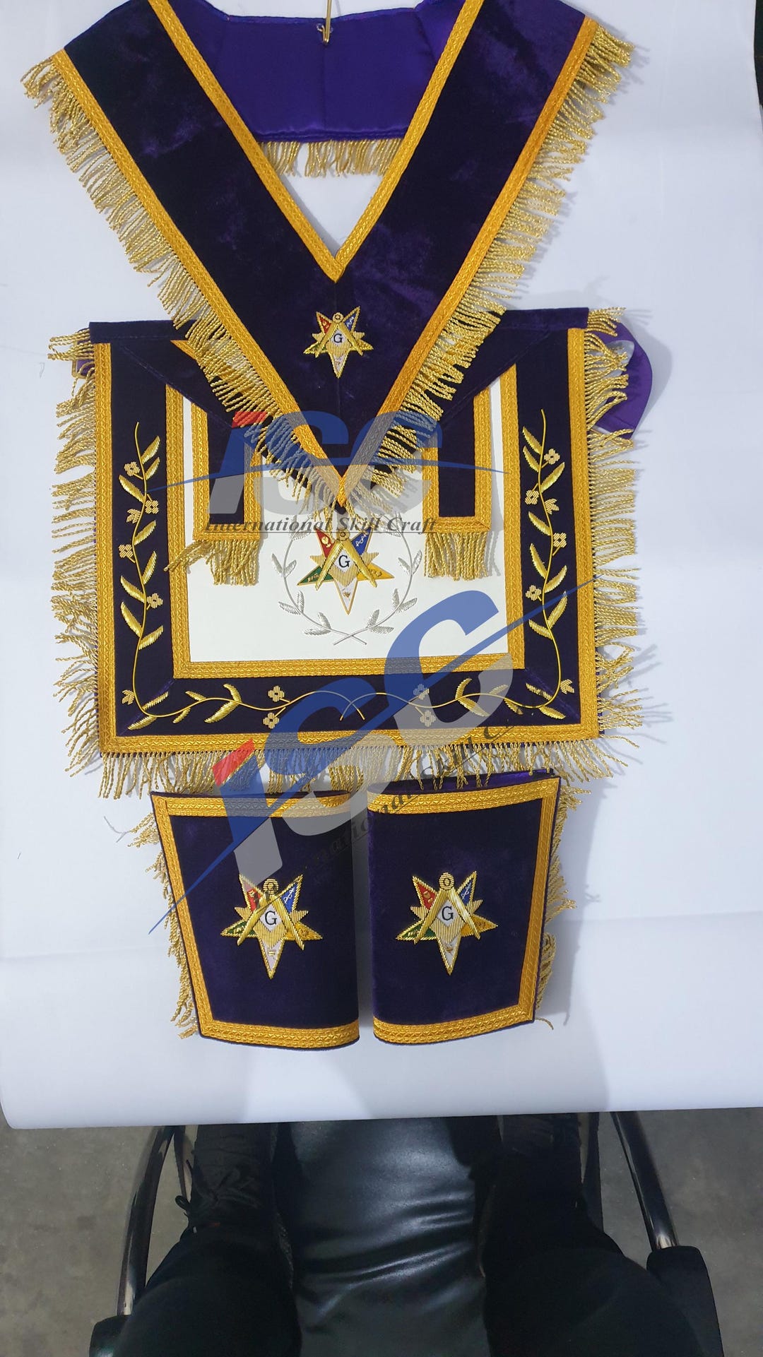 Freemasonry Grand Patron Officer Apron Collar Cuffs One Set Hand ...