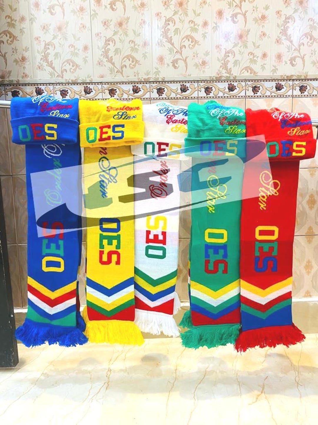 OES, Order of the Eastern Star Scarf and Knit Beanie/cap Wool Set 5 ...