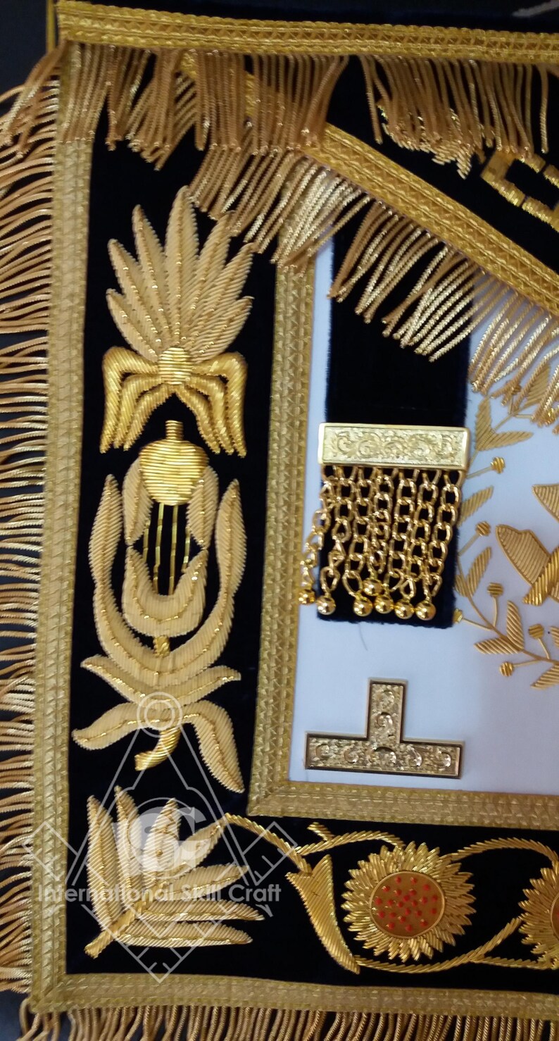 Fully Hand Embroidery Masonic Grand Lodge Past Master Apron Gold ...