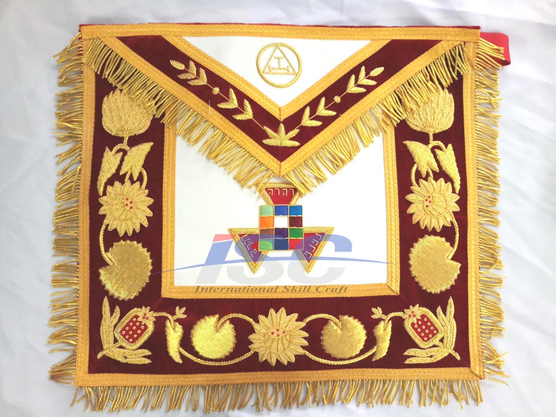 Masonic Royal Arch Past High Priest Apron: Hand Embroidered Red & Gold ...
