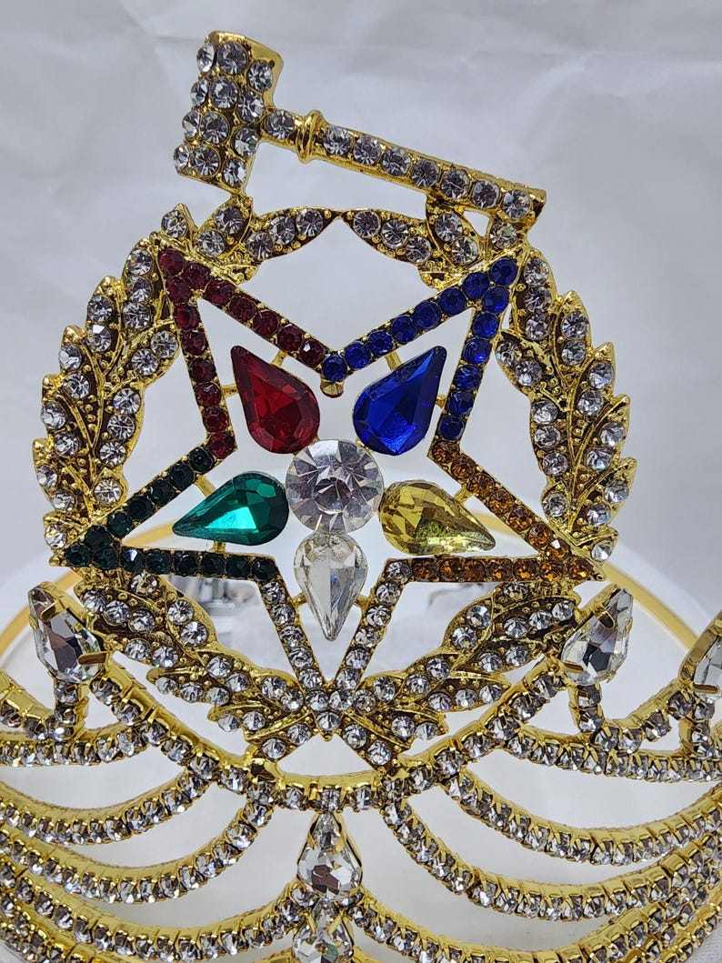 Masonic OES Grand Matron Crown With Case GOLD Rhinestones Adjustable - Etsy