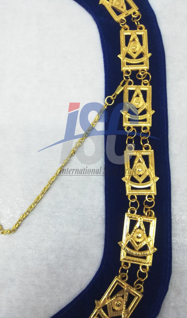 Masonic Past Master Hand Embroidery Apron Chain Collar Blue & Gold ...