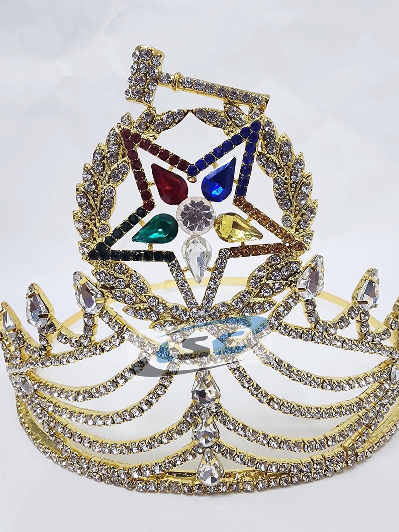 Masonic OES Grand Matron Crown With Case GOLD Rhinestones Adjustable - Etsy