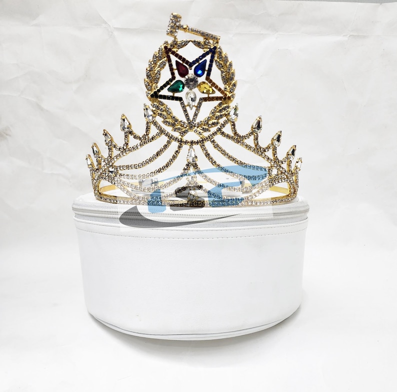 Masonic OES Grand Matron Crown With Case GOLD Rhinestones Adjustable - Etsy