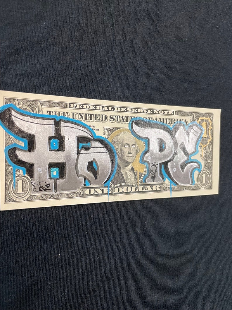 HOPE Graffiti 1 Dollar Bill Original Painting US Blood Money - Etsy