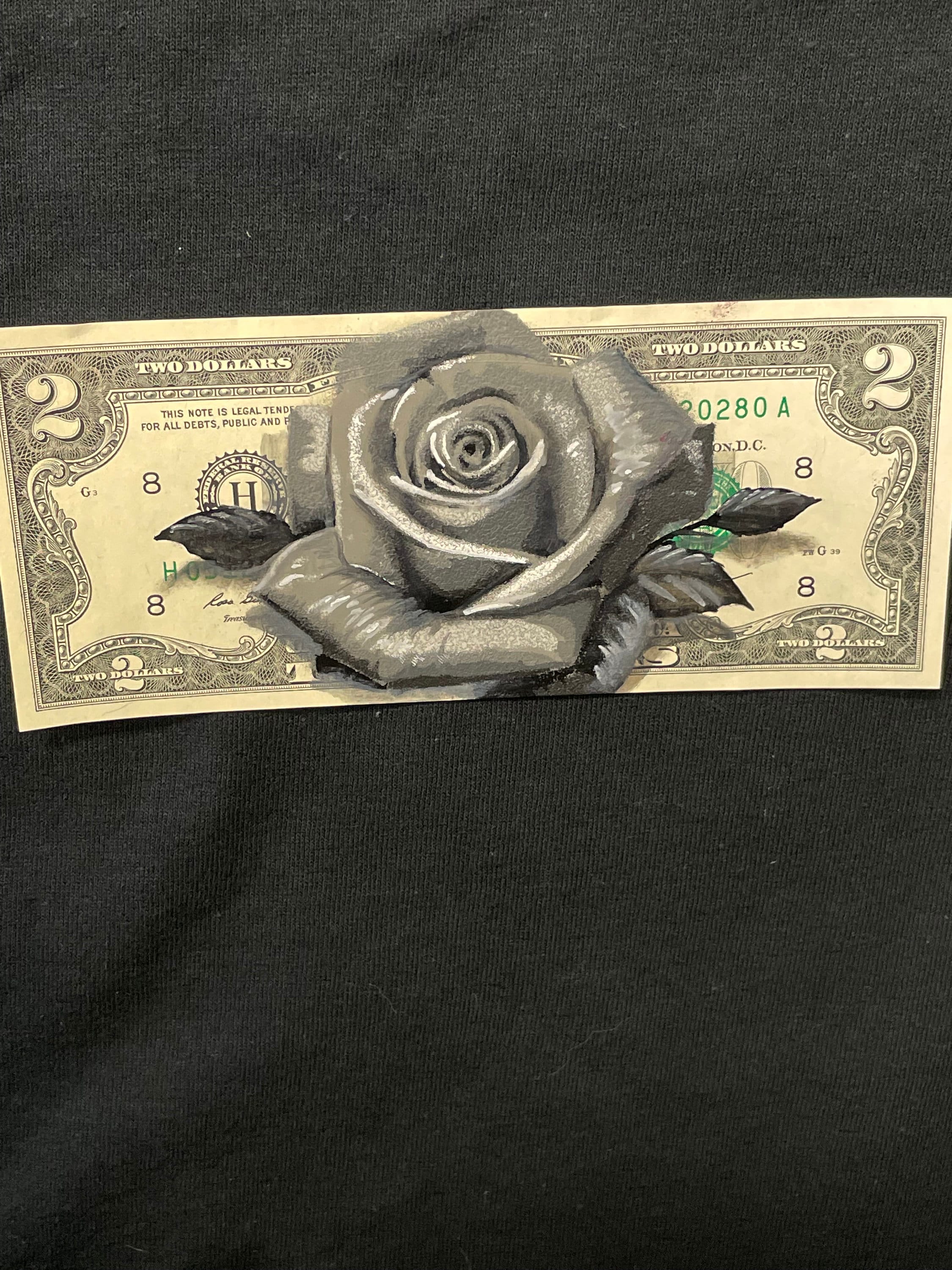 3D Rose 2 Dollar Bill Original Painting US Blood Money - Etsy