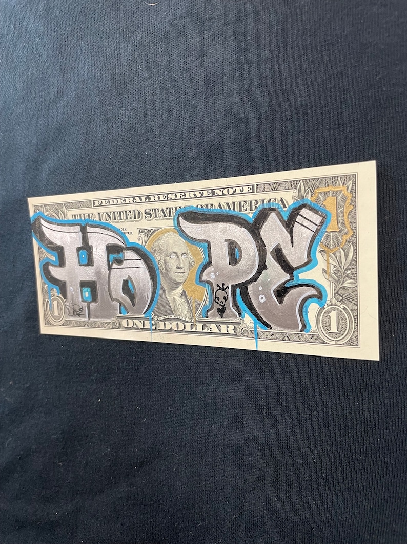 HOPE Graffiti 1 Dollar Bill Original Painting US Blood Money - Etsy
