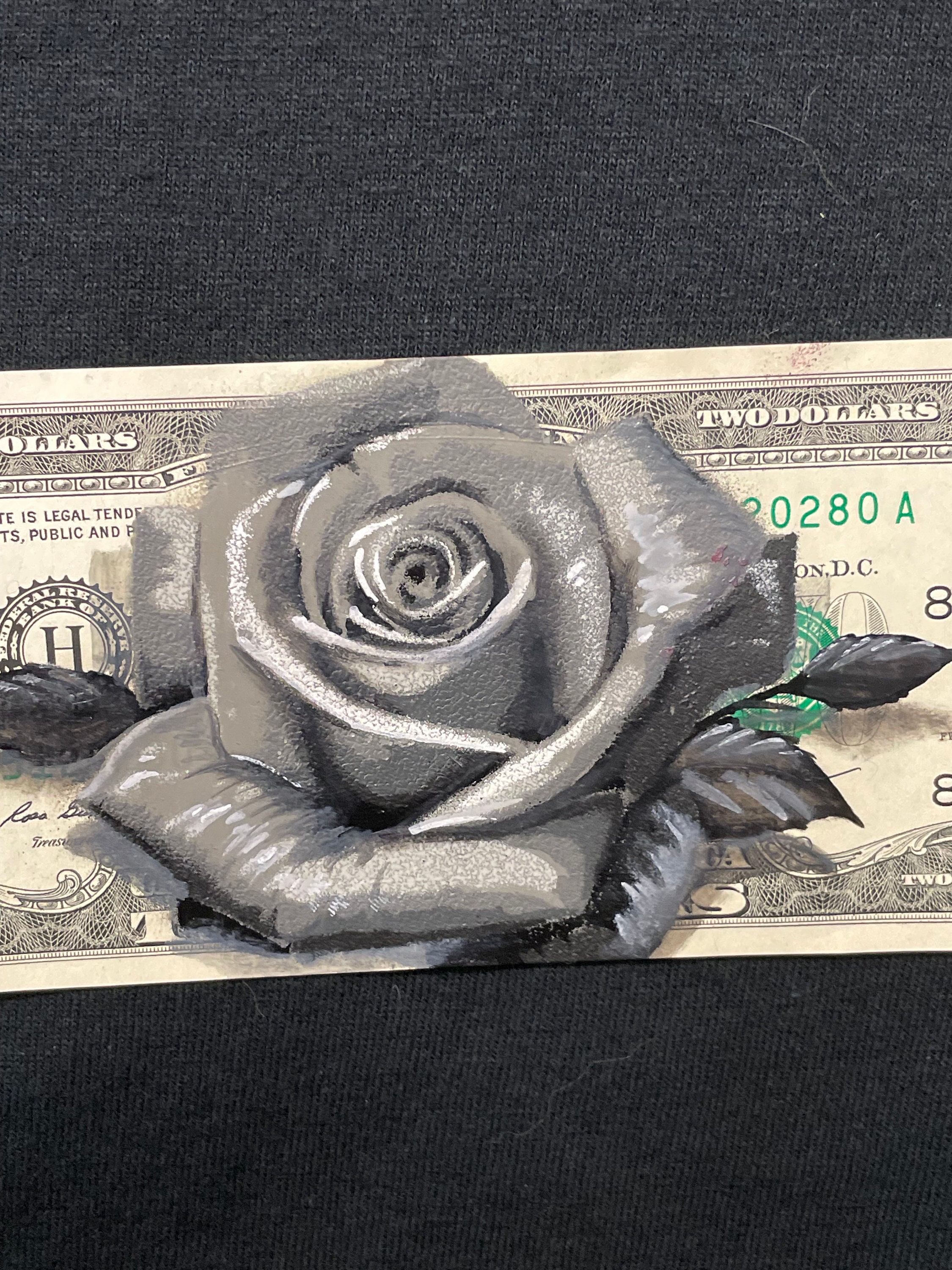 3D Rose 2 Dollar Bill Original Painting US Blood Money - Etsy