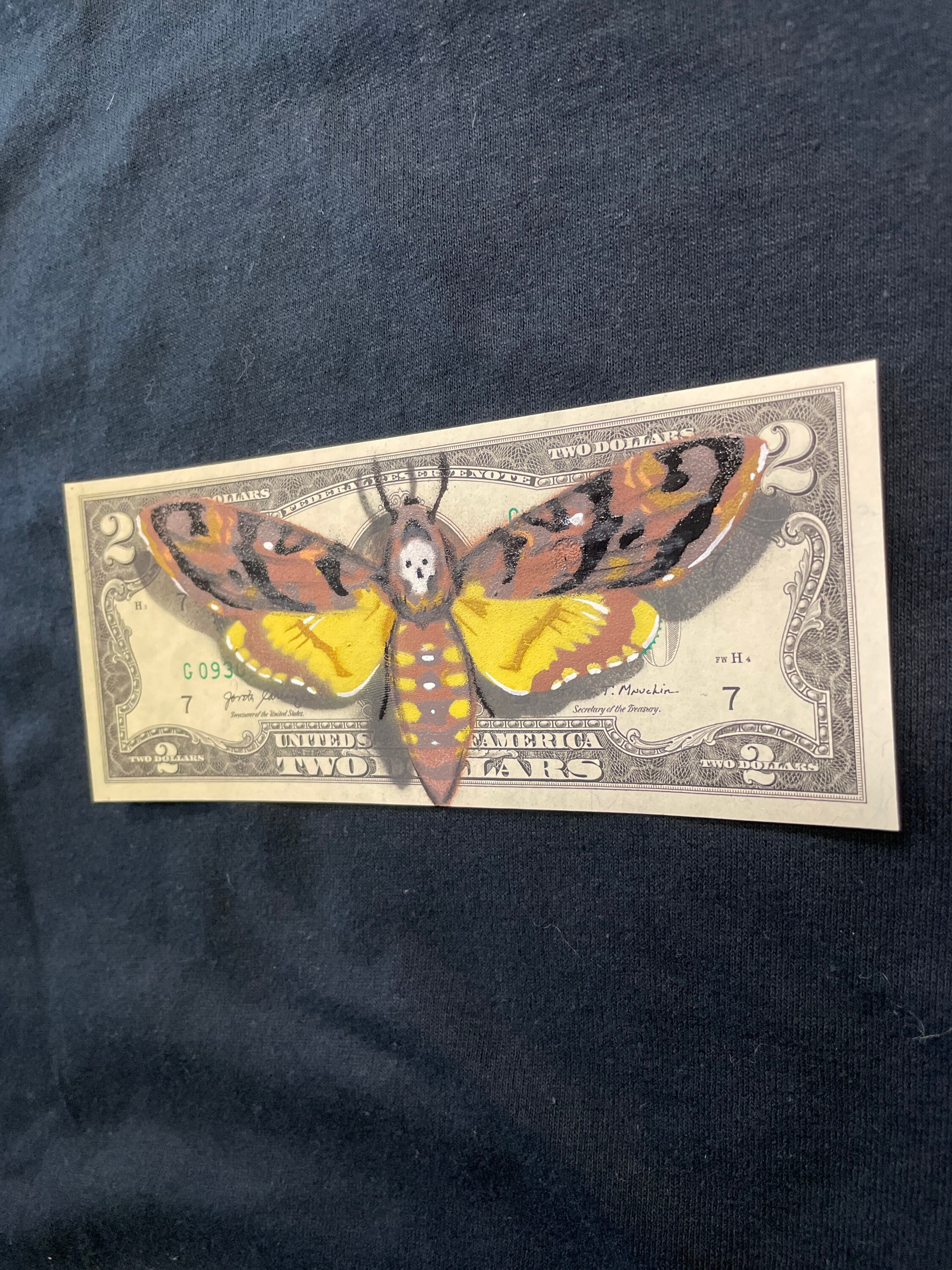 Deaths Head Moth 2 Dollar Bill Original Painting Death Moth - Etsy