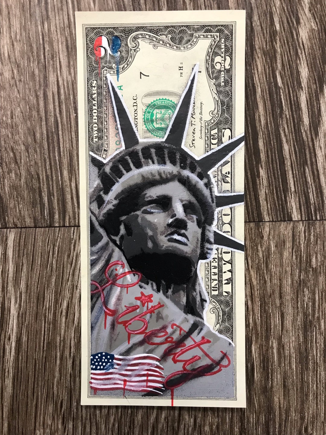 Statue of Liberty 2 Dollar Bill Original Painting Lady Liberty Land of ...