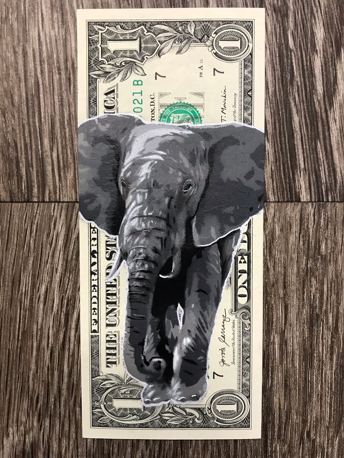 Elephant 1 Dollar Bill Original Painting US Blood Money - Etsy
