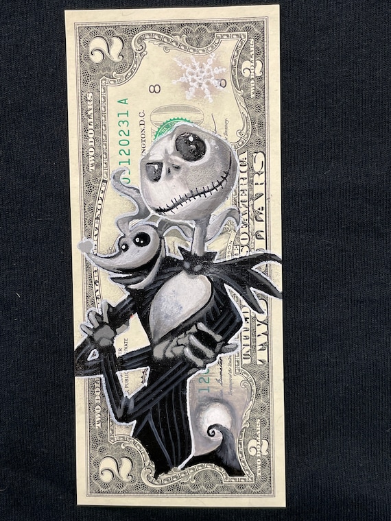 Jack Skellington & Zero 2 Dollar Bill Original Painting - Etsy