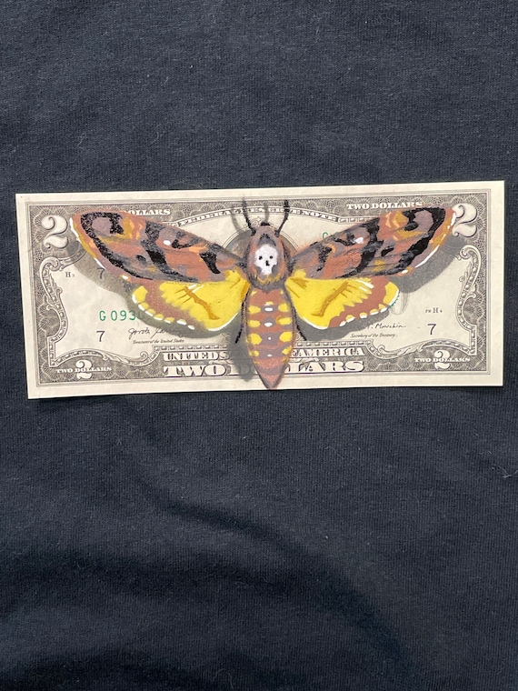 Deaths Head Moth 2 Dollar Bill Original Painting Death Moth - Etsy