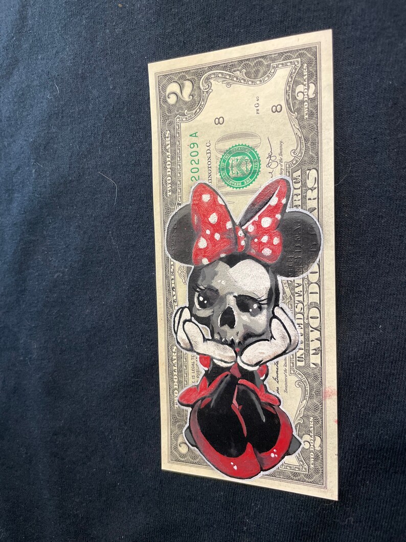 Skeleton Minnie 2 Dollar Bill Original Painting - Etsy