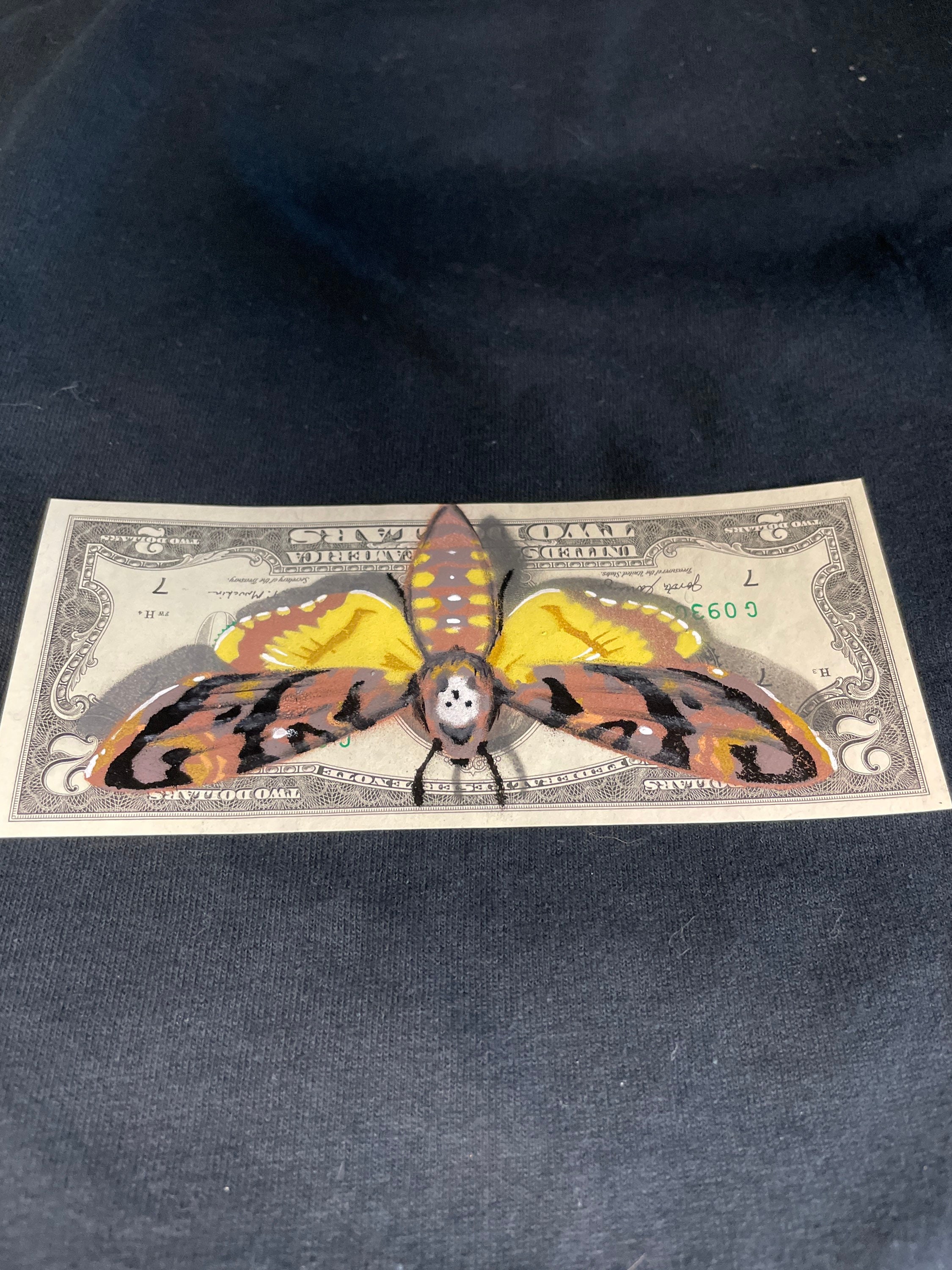 Deaths Head Moth 2 Dollar Bill Original Painting Death Moth - Etsy