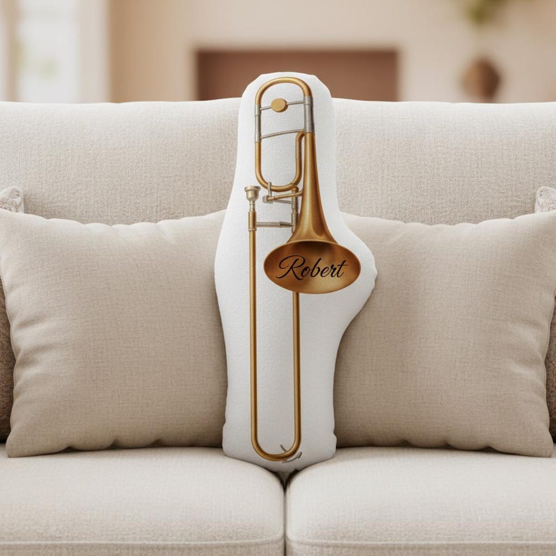 Personalized Plush Pillow, Custom Trombone Pillow, Music Instrument ...