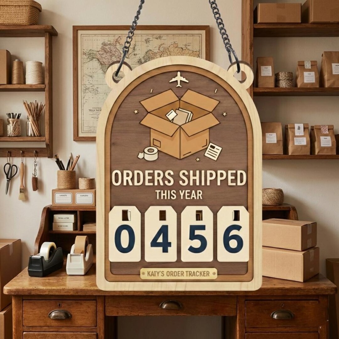 Personalized Wooden Hanging Sign: Orders Shipped Tracker Display, Small ...
