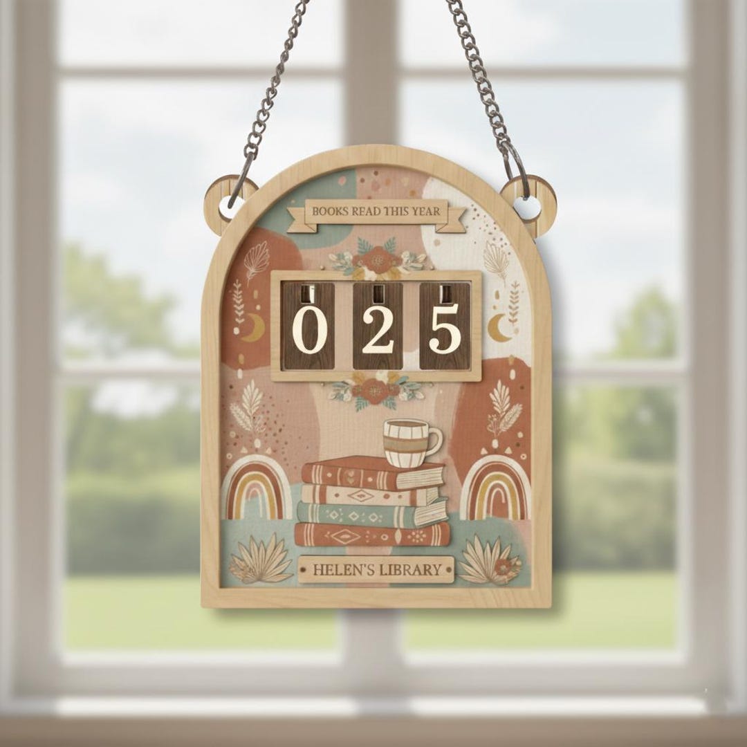 Personalized Wooden Reading Tracker Sign: Books Read Counter, Boho ...