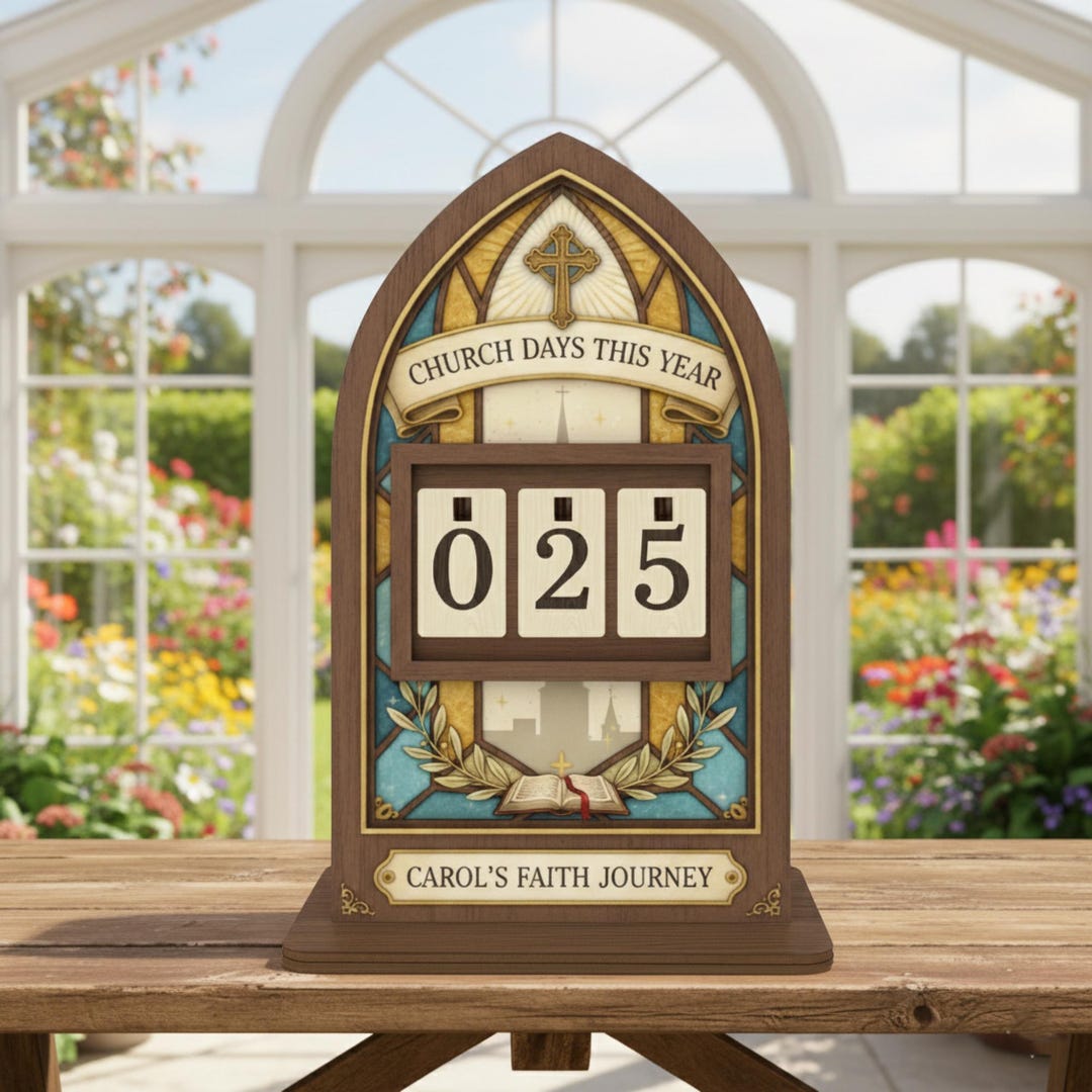 Personalized Wooden Attendance Tracker: Church Day Counter Display ...