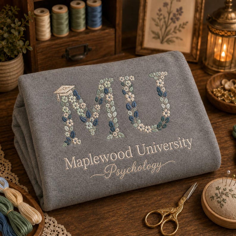 Custom Embroidered Floral College Letter Sweatshirt | College Spirit ...