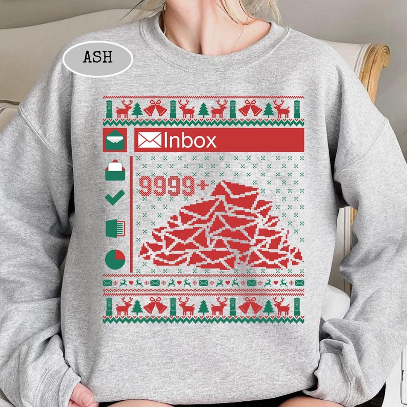 Inbox 9999+ Ugly Christmas Sweaters, Funny Work Jumper Sweater, Tech ...