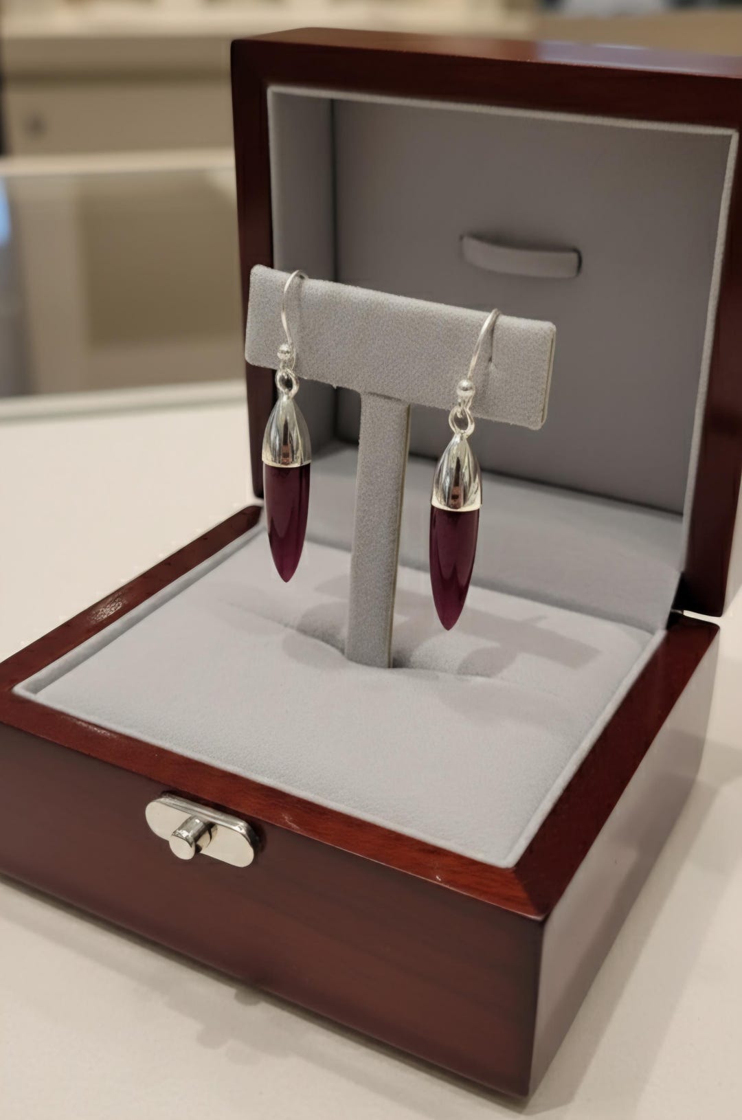 Red Ruby Tear Drop Earrings, Sterling Silver, October Birthstone - Etsy