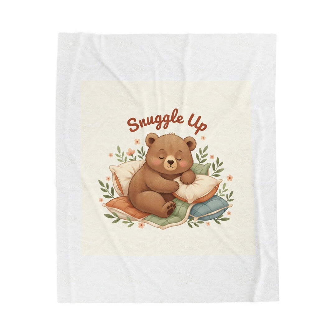 Snuggle up Bear Plush Blanket | Cute Animal Illustration, Cozy Critter ...