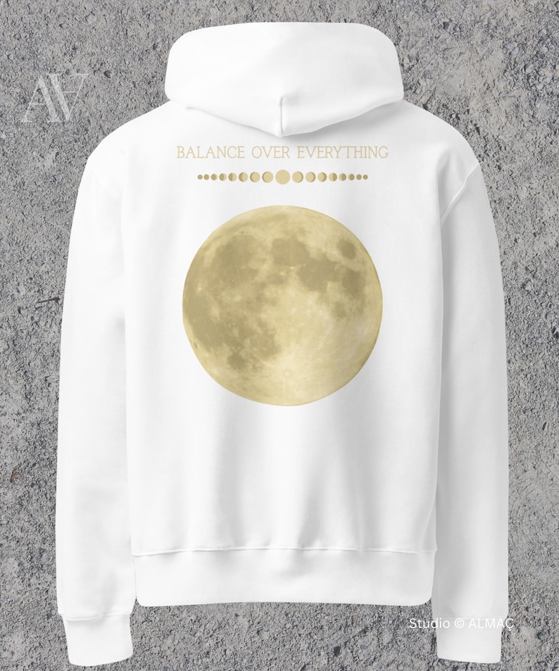 Unisex Heavyweight Oversized Hoodie , Moon Phase Graphic, “balance Over ...