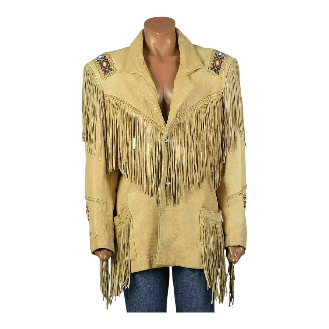 Handmade Suede Fringe Western Jacket | Beaded Buckskin Cowgirl Coat - Etsy