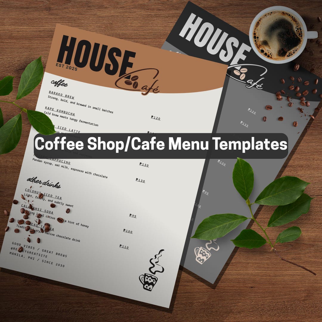 Coffee Shop Menu Template | Editable Cafe Menu | Printable Restaurant ...
