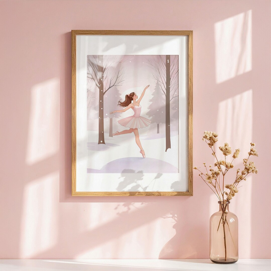 Ballerina Nursery Wall Art, Pink Dancing Girl Poster, Sweet Ballet ...