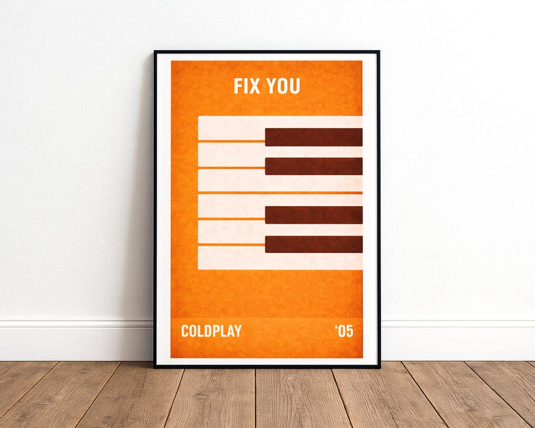 Coldplay Fix You Poster | Minimalist Piano Art Print, Retro Music Wall ...