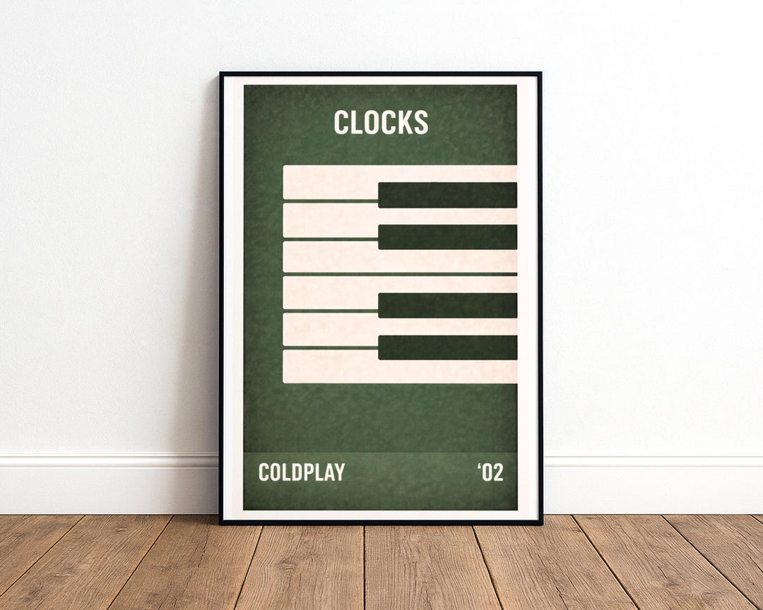 Coldplay Clocks Poster | Minimalist Piano Art Print, Retro Music Wall ...